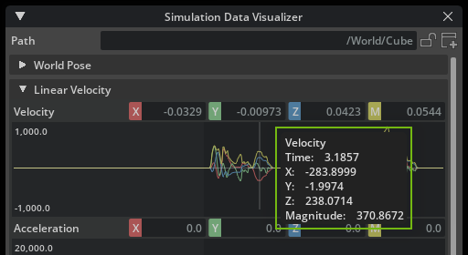 Simulation Data Visualizer Window — Omni Physics